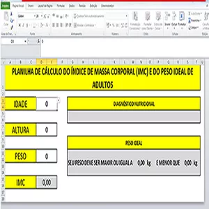 PLANILHA DE CÁLCULO DO ÍNDICE DE MASSA CORPORAL (IMC) E DO PESO IDE...
