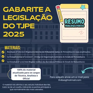 Resumo Essencial: Legislação do TJPE para Concurso 2025 | Hotmart
