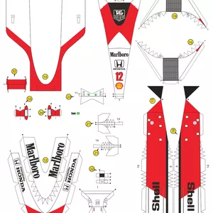 McLaren Ayrton Senna 1988 - Papercraft para recortar e colar - EJ P...