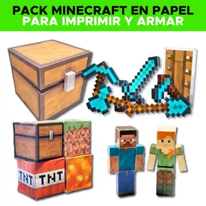 Minecraft en Papel para Imprimir, Recortar y Armar (Pack Ideal Cump...