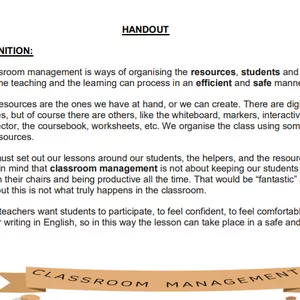 Classroom management handout - Analía Mazzaro | Hotmart