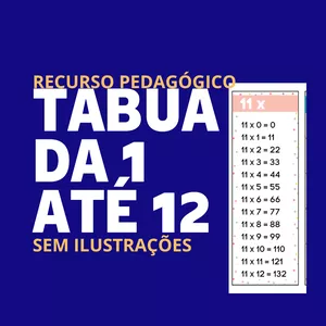 Tabuada simples do número 1 até 12 (Recurso Pedagógico) | Hotmart