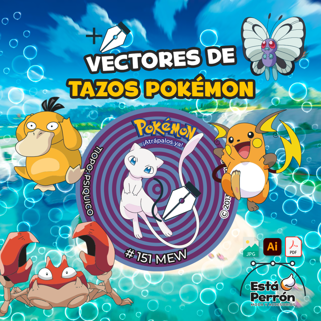 Illustración digital de los Tazós Pokémon del Nro. 37 al 48