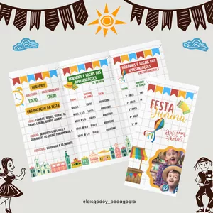 Folheto/Folder Informativo Editável - Festa Junina (Folders com trê...