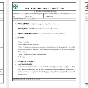 Procedimento Operacional Padrão Estética Básica e Avançada - Elaine...