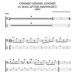 GIMME! GIMME! GIMME! (A MAN AFTER MIDNIGHT) (ABBA) Bass Transcripti...