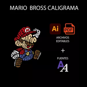 Mario Bross Caligrama PDF AI + Fonts - Cesar BENEGAS | Hotmart